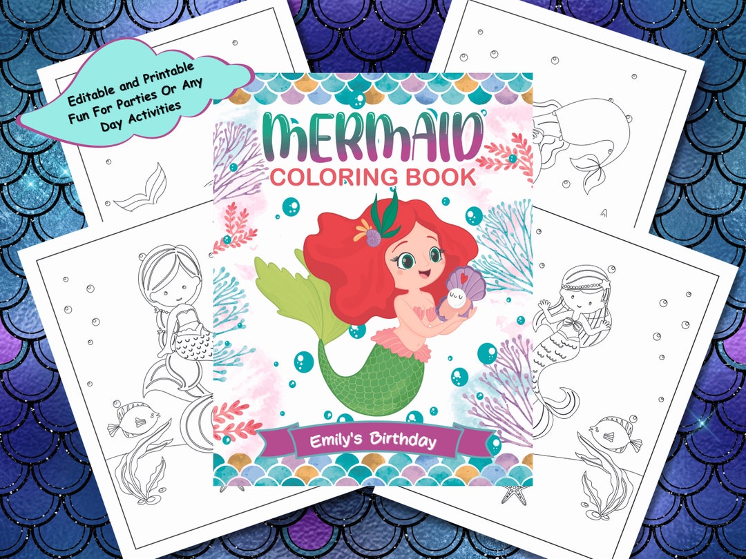Mermaid Themed Coloring Activity Pages | Instant Download | Editable ...