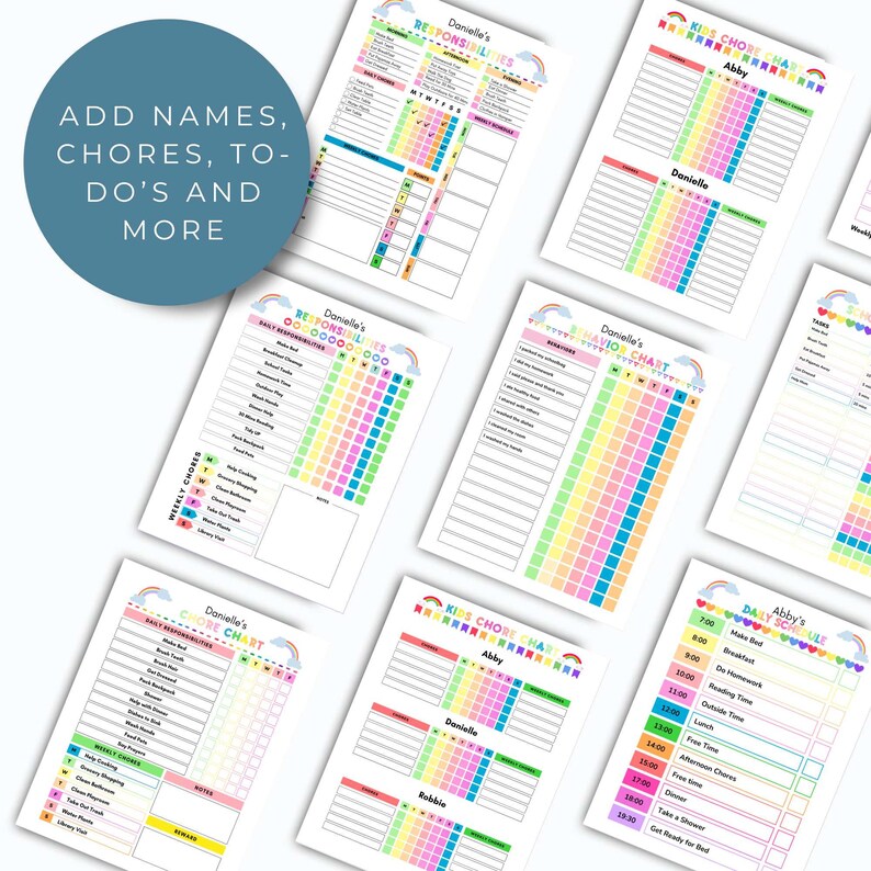 Kids Chore Chart Bundle: 31-page Editable To-do List (canva Digital ...