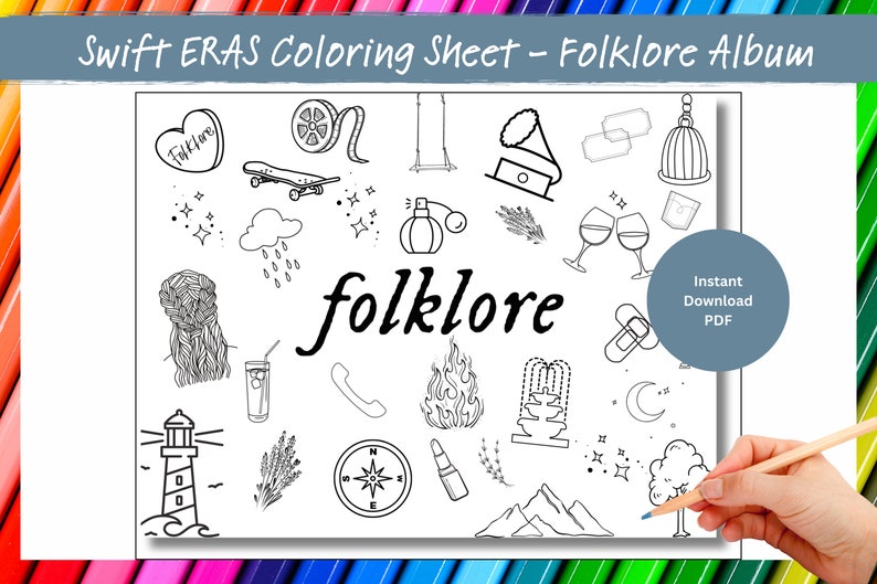 Taylor Swift Inspired ERAS Tour Coloring Page | Folklore Album ...