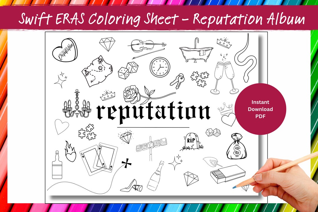 Taylor Swift Inspired ERAS Tour Coloring Page | Reputation Album ...