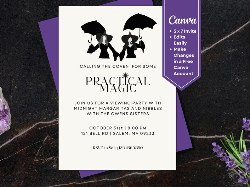 Practical Magic Movie Party Invitation: Editable Halloween Invite ...