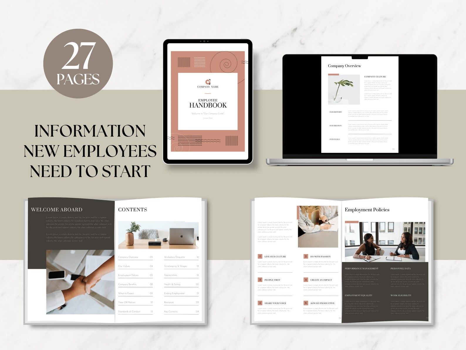 Employee Handbooktemplate | New Employee Welcome Guide | Onboarding Kit ...