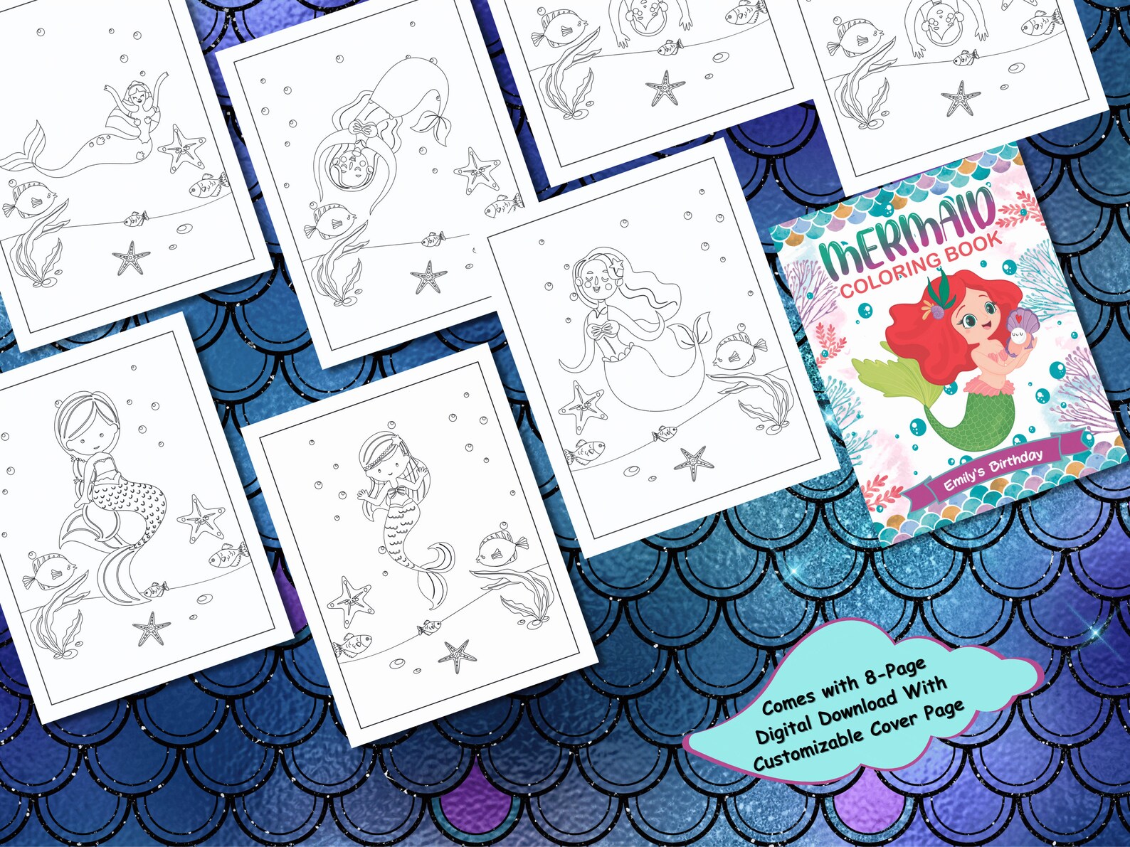 Mermaid Themed Coloring Activity Pages | Instant Download | Editable ...