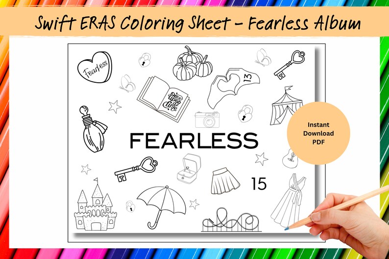 Taylor Swift Inspired ERAS Tour Coloring Page | Fearless Album ...