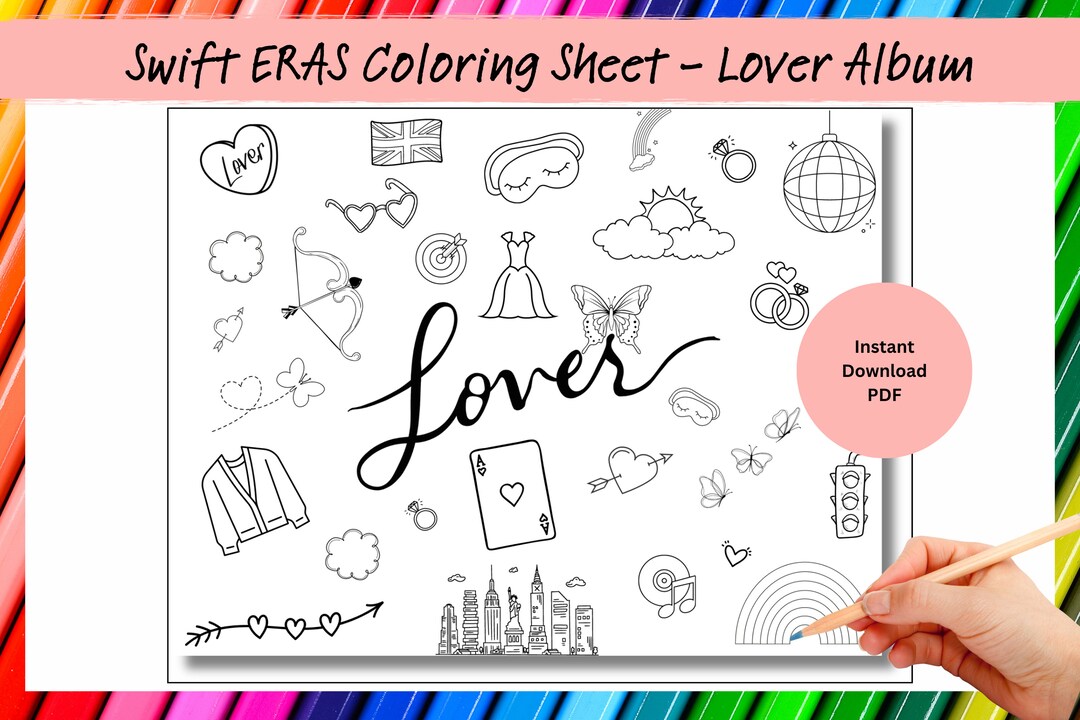 Taylor Swift Inspired ERAS Tour Coloring Page | Lover Album | Swiftie ...