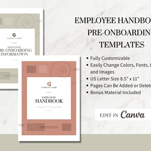 Employee Handbooktemplate | New Employee Welcome Guide | Onboarding Kit ...