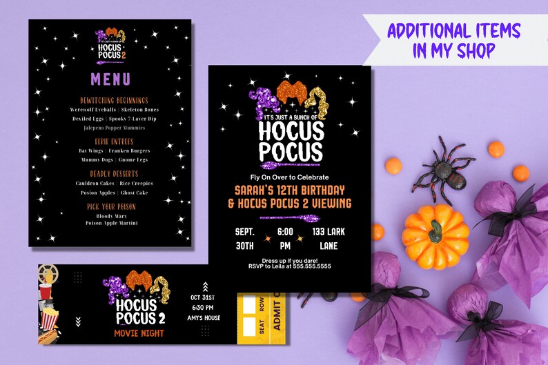 Hocus Pocus Birthday Party Invitation, Halloween Party Invite - Etsy