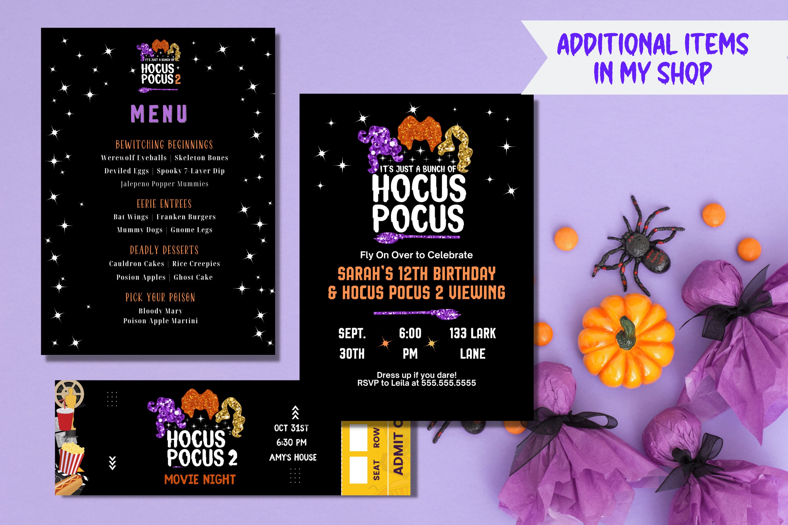Hocus Pocus Birthday Party Invitation, Halloween Party Invite - Etsy
