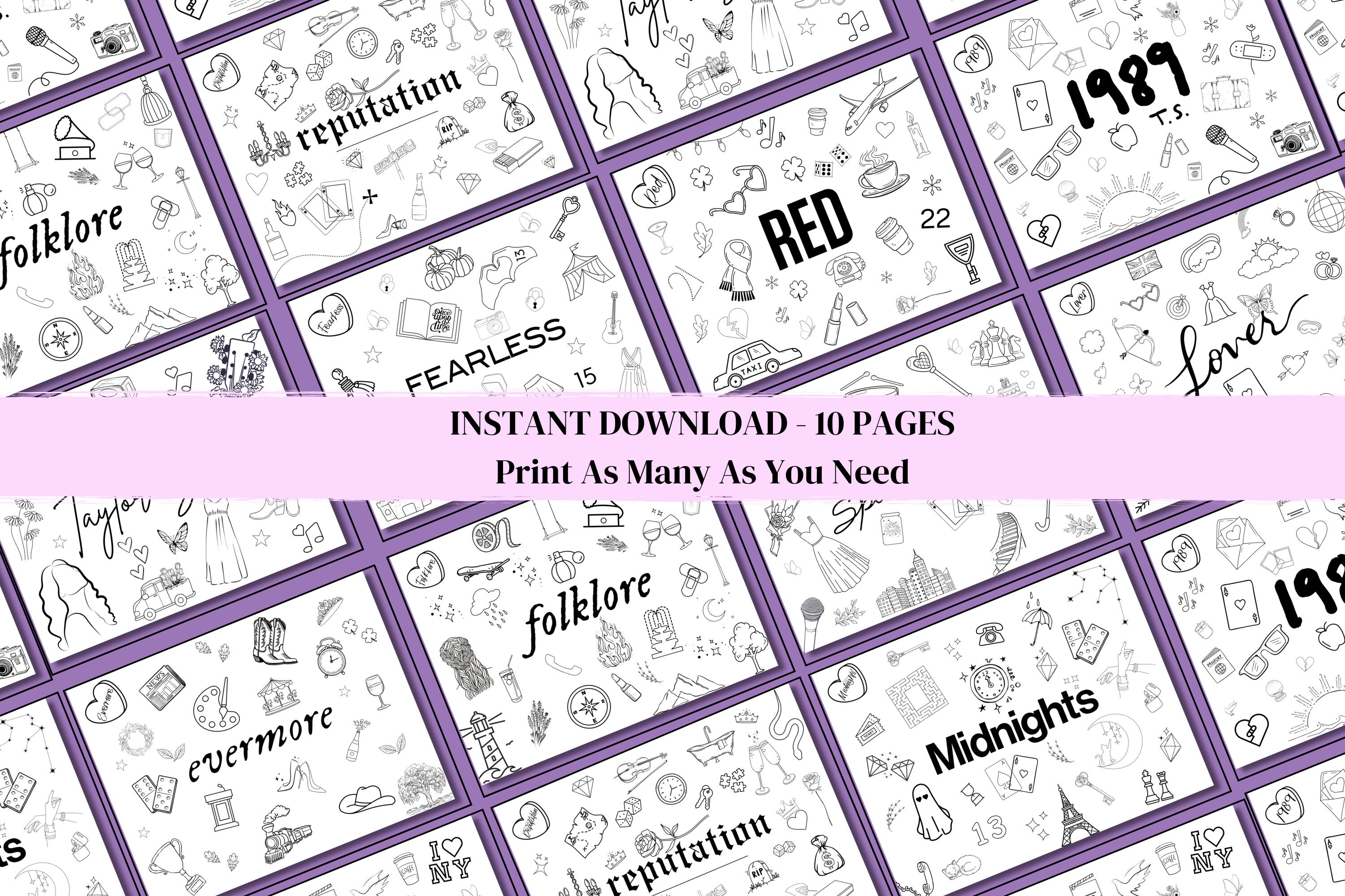 Taylor Swift Inspired ERAS Tour Coloring Pages Swiftie Coloring Book ...