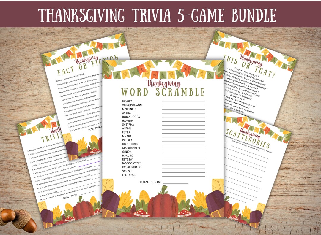 Ultimate Thanksgiving Game Bundle: Trivia, Fact or Fiction & More ...