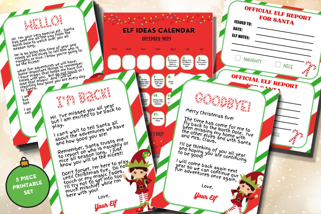 Christmas Elf Letter Printable Bundle I'm Back Letter Elf Hello Goodbye ...