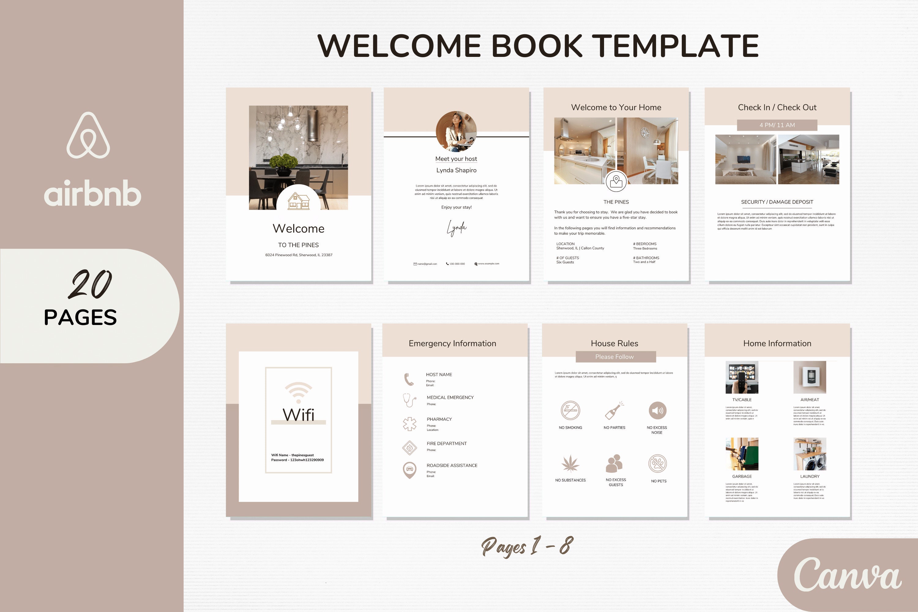 Editable Airbnb Welcome Book Template: Vacation Rental Guest Guide - Etsy