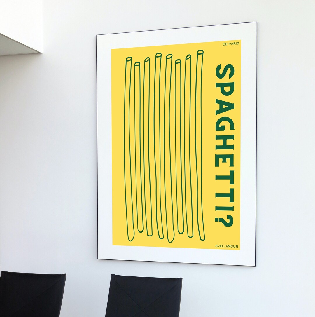 Spaghetti Digital Poster Printable Pasta Wall Art, Foodie Kitchen Decor ...
