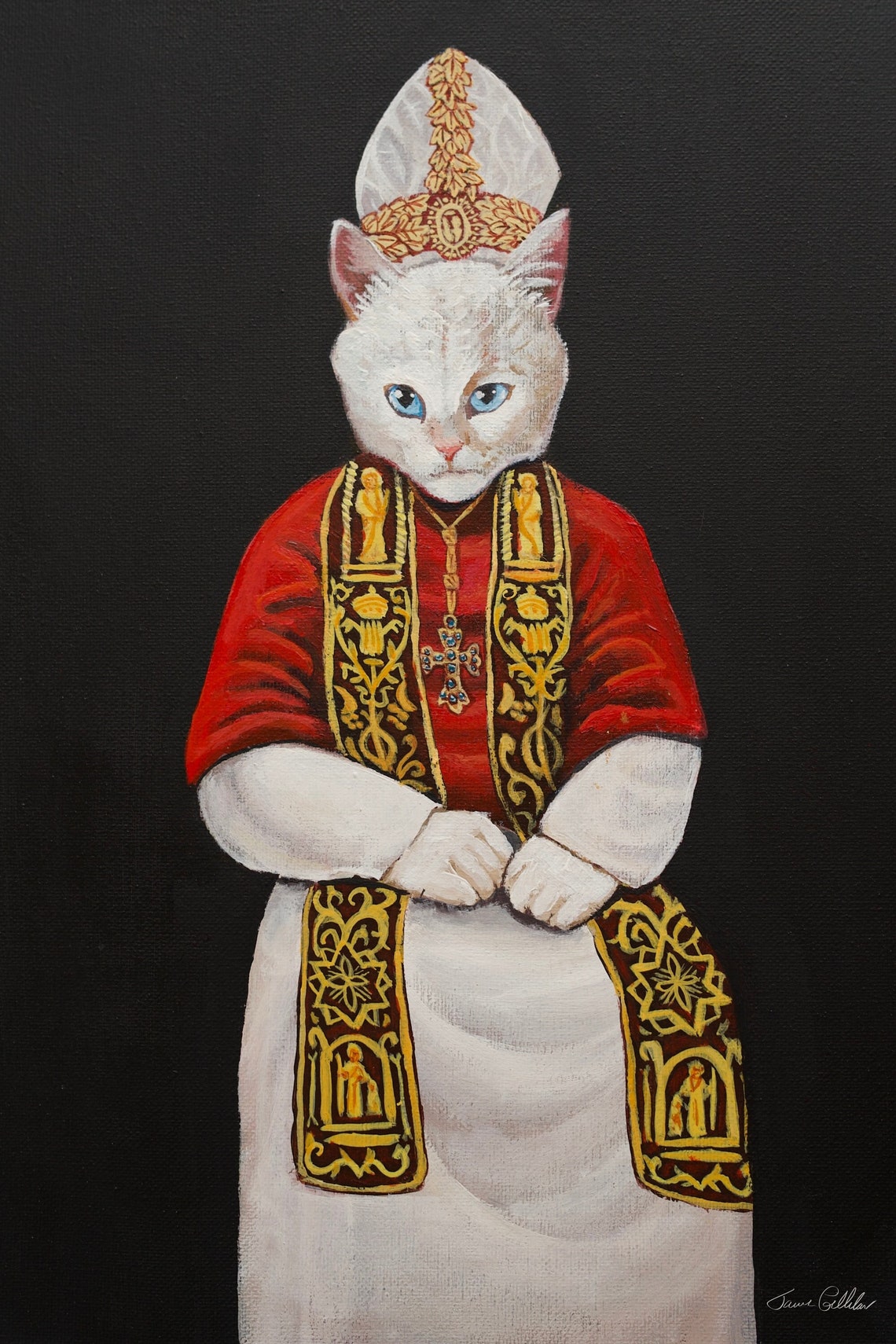 Cat Pope Painting Downloadable Art Print - Etsy
