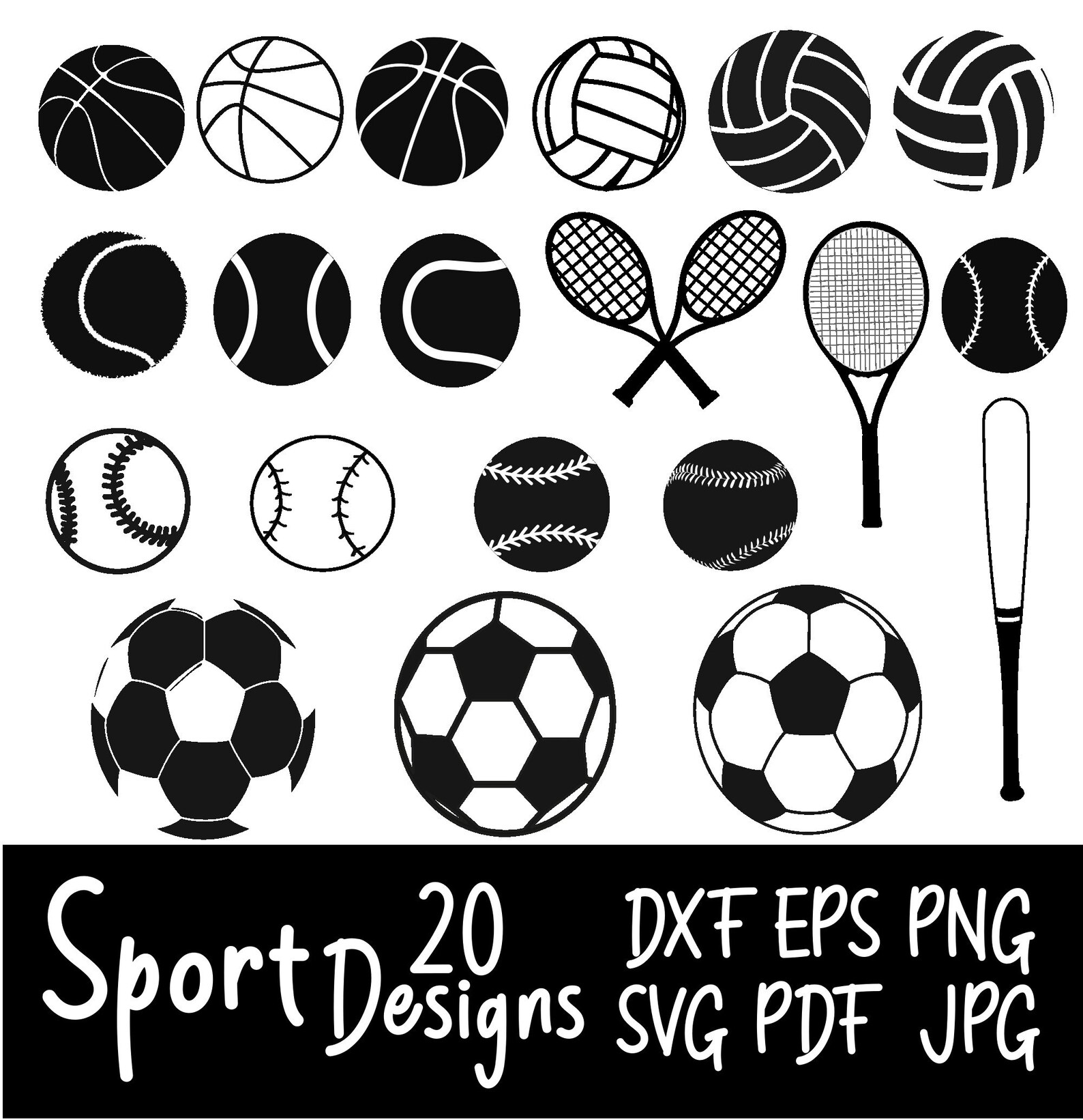 Sport Balls Svg Bundle, Sport Silhouette, Sport Balls Svg, Cut Files ...