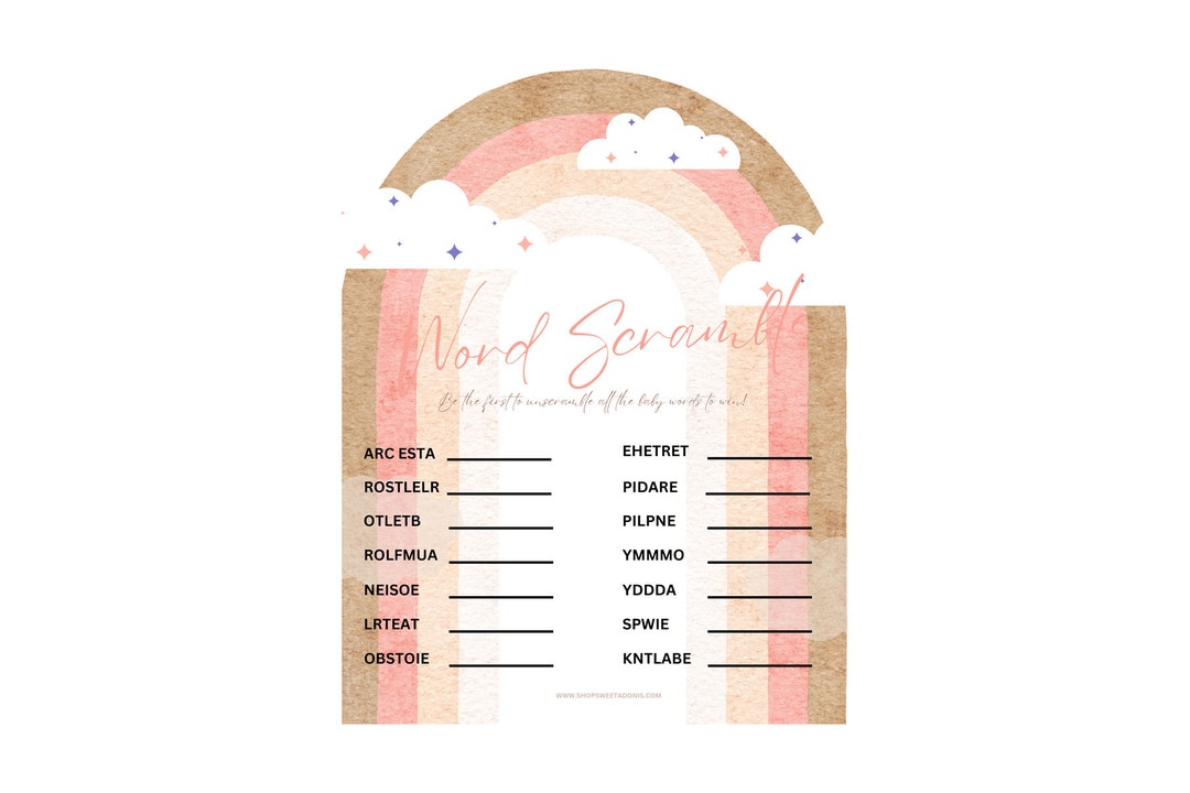 Printable Rainbow Themed Word Scramble - Etsy