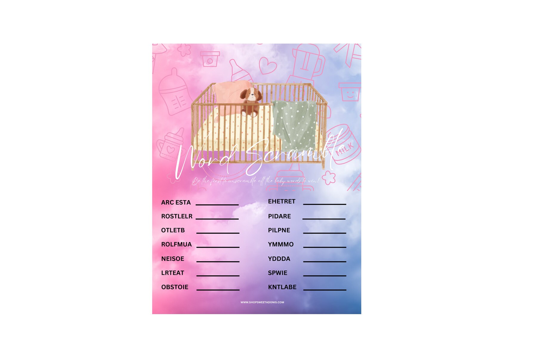 Printable Pink Themed Word Scramble - Etsy