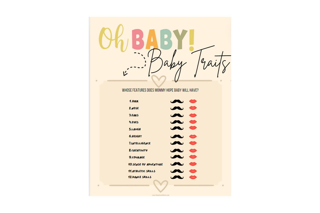 OH BABY Baby Traits Guessing Game Printable - Etsy
