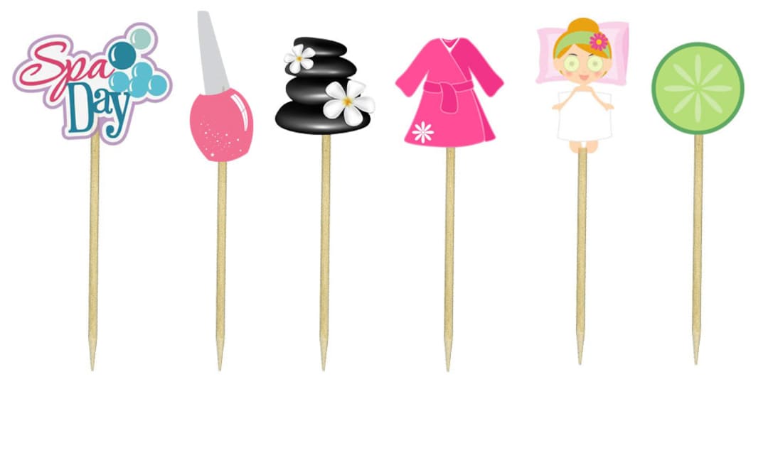 Spa Day Cupcake Toppers - Etsy