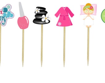Spa Day Cupcake Toppers - Etsy