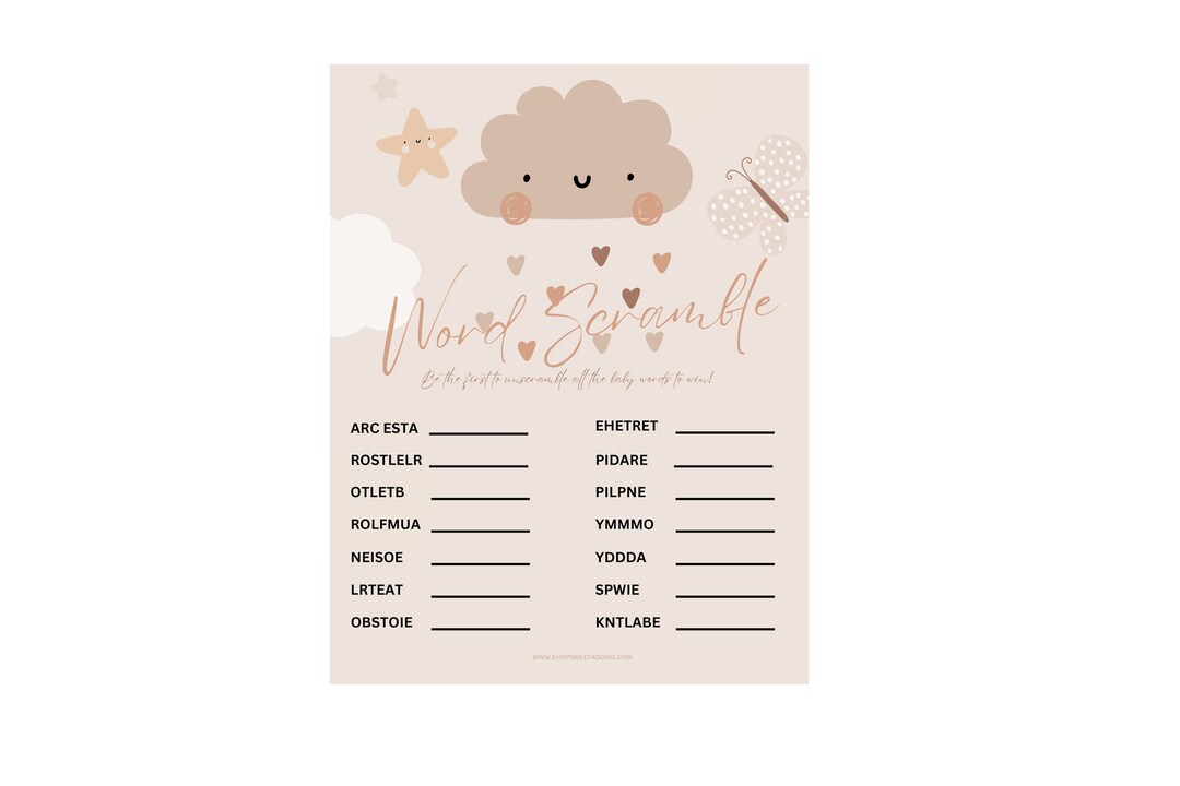 Printable Love Cloud Themed Word Scramble - Etsy