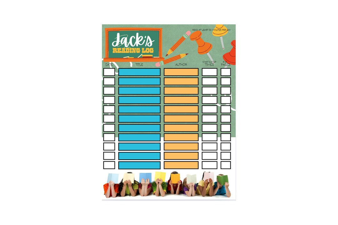 School Themed Personalize & Print Reading Log CANVA - Etsy