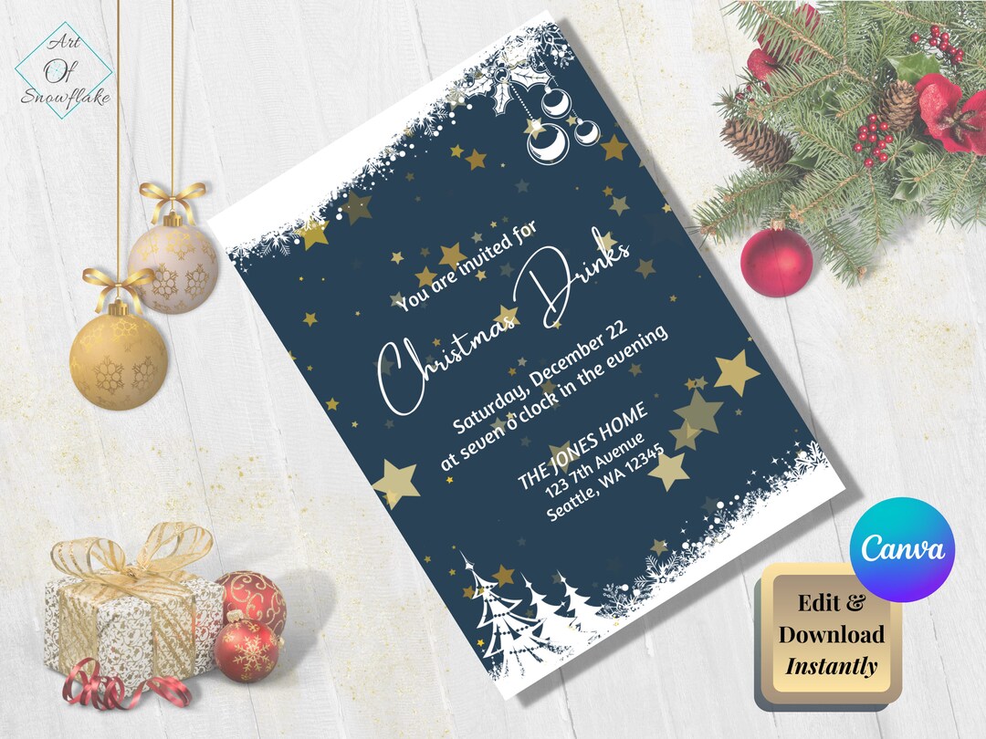 Christmas Invitation Template Canva | Add Elegance to Your Christmas ...