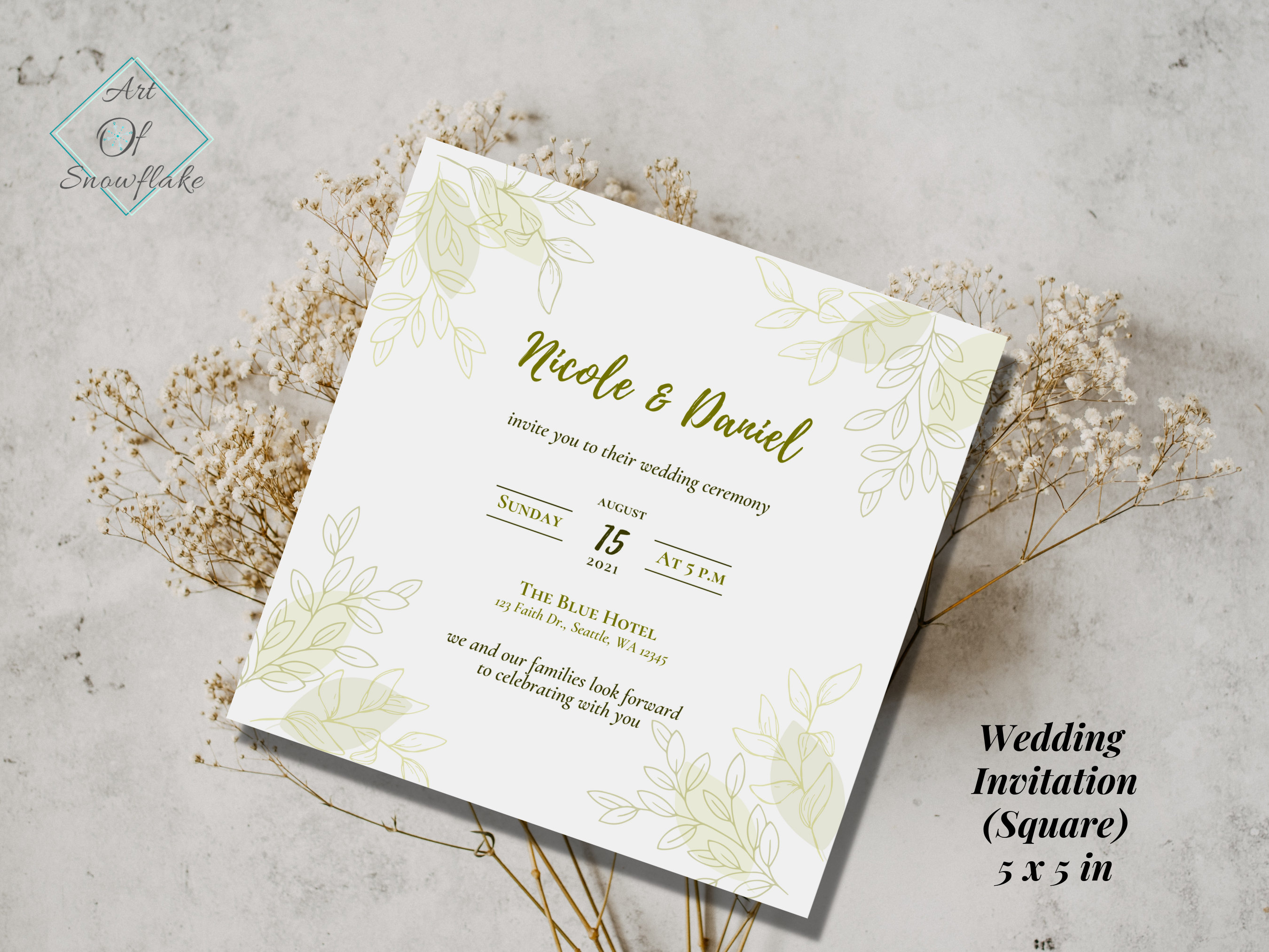 Wedding Invitation Canva Template (square and Landscape) | A Minimal ...