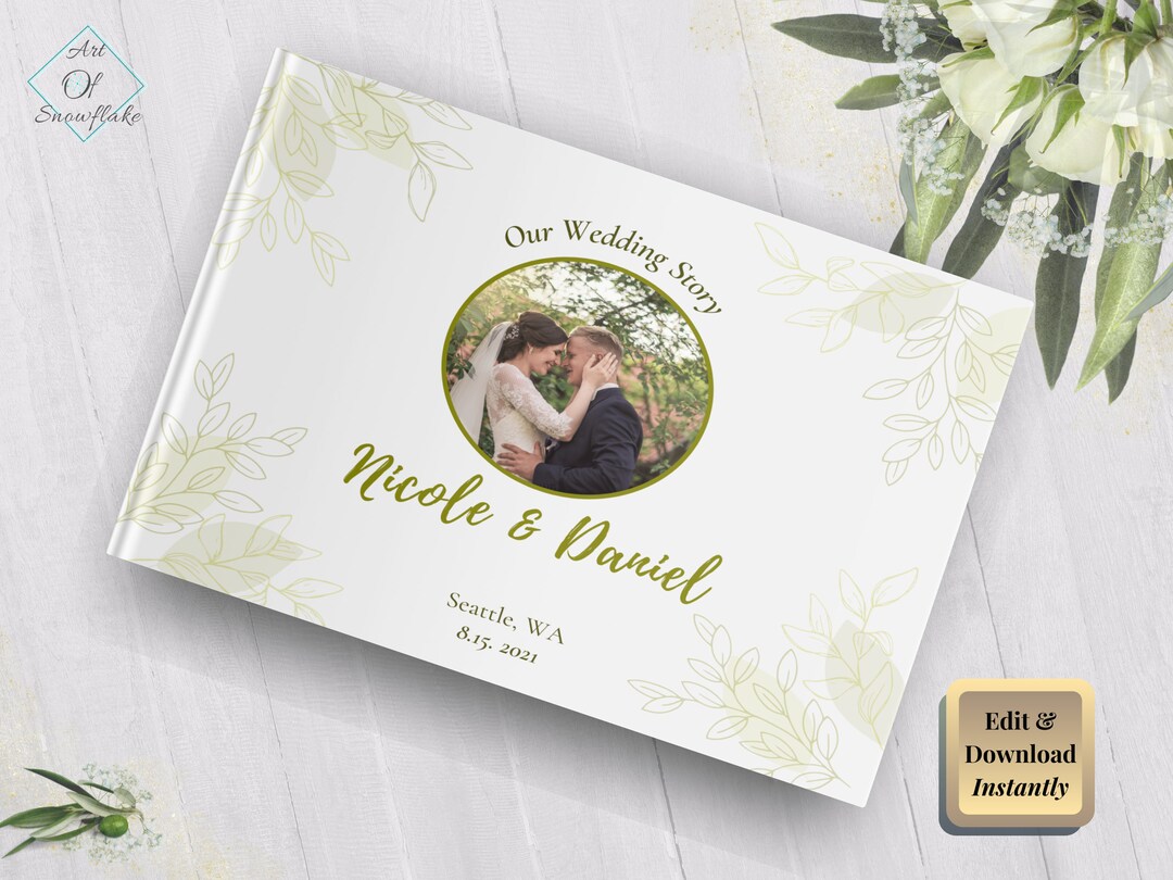 Printable Photo Album Canva Template | Minimal & Elegant Olive Green ...