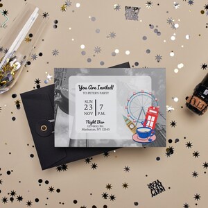 Party Invitation Canva Template | Bring a Taste of London to Your Party ...