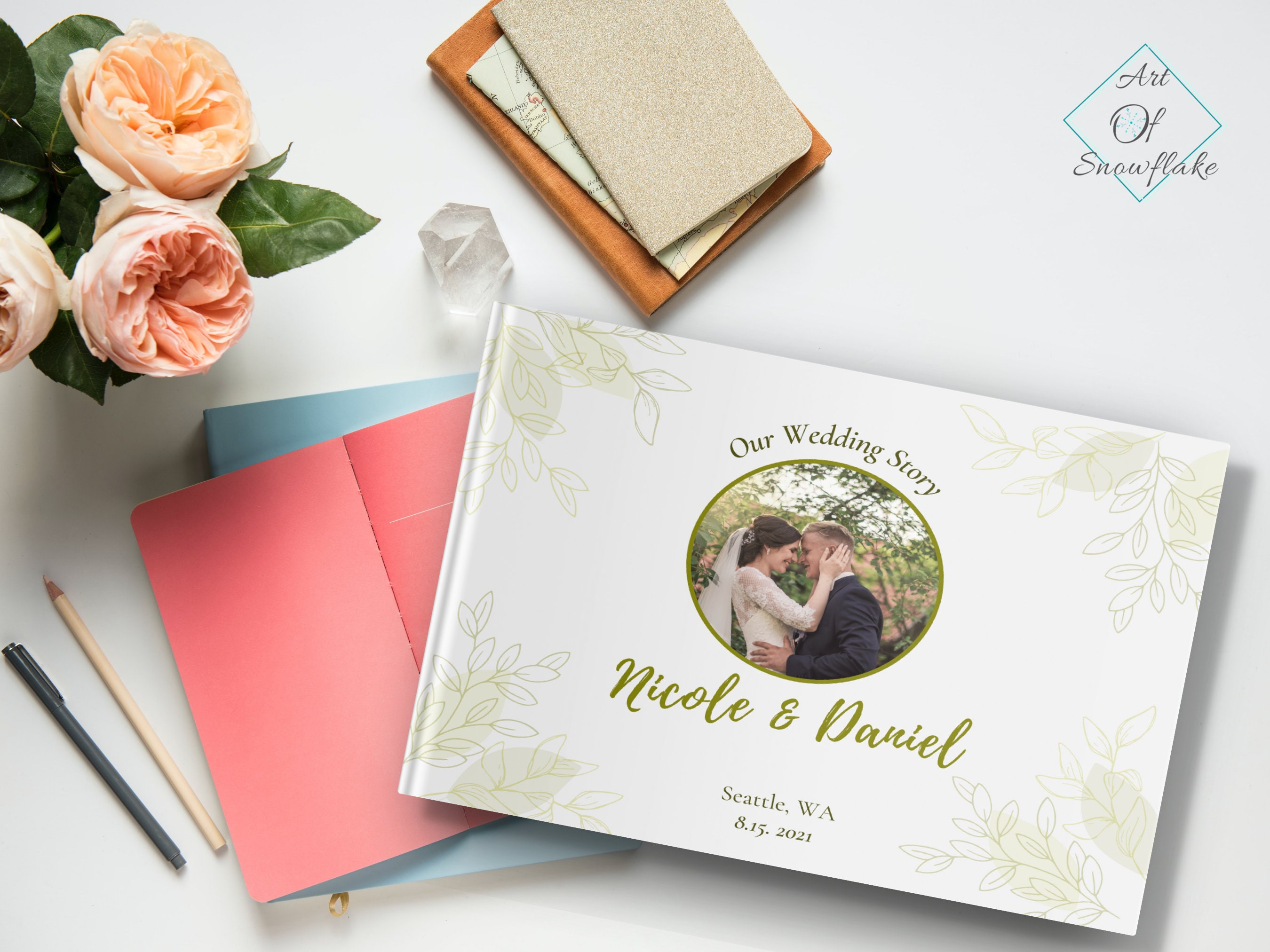 Printable Photo Album Canva Template Minimal & Elegant Olive Green ...