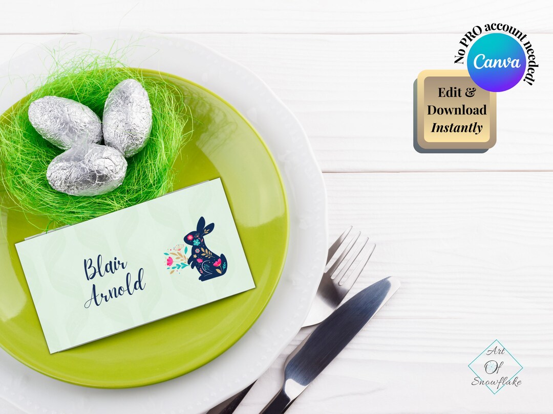 Easter Place Card Canva Template | Easter Buffet Food Label Card ...