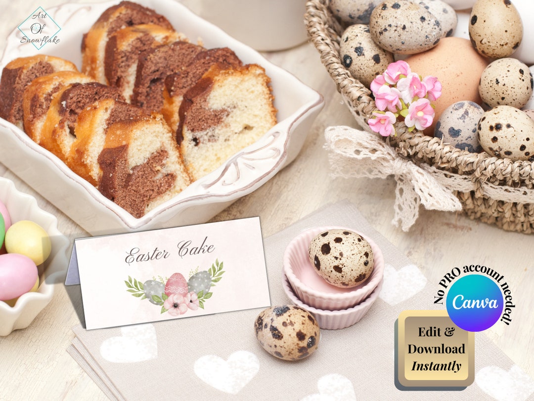 Easter Buffet Food Label Template Canva | Easter Place Card Canva ...