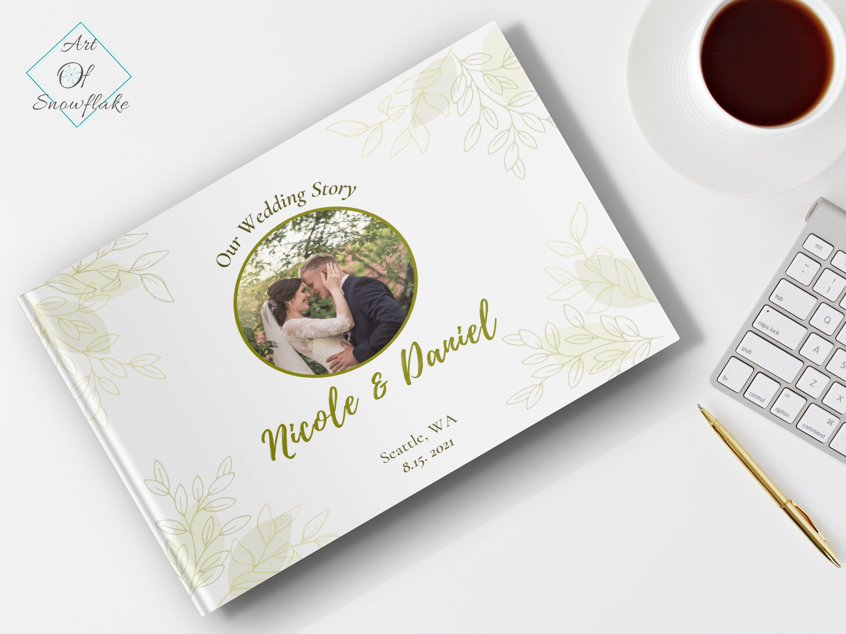 Printable Photo Album Canva Template Minimal & Elegant Olive Green ...