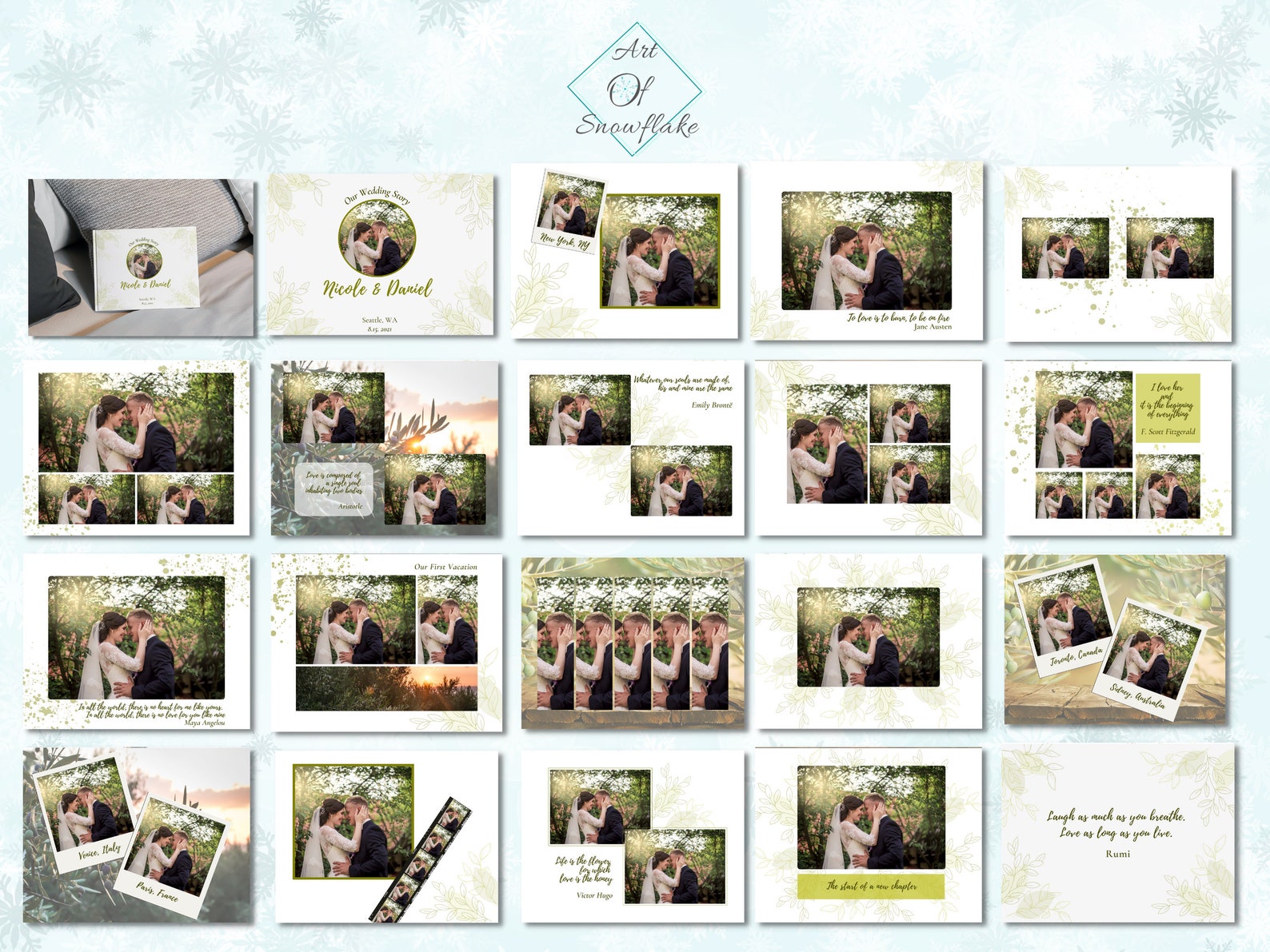 Printable Photo Album Canva Template | Minimal & Elegant Olive Green ...