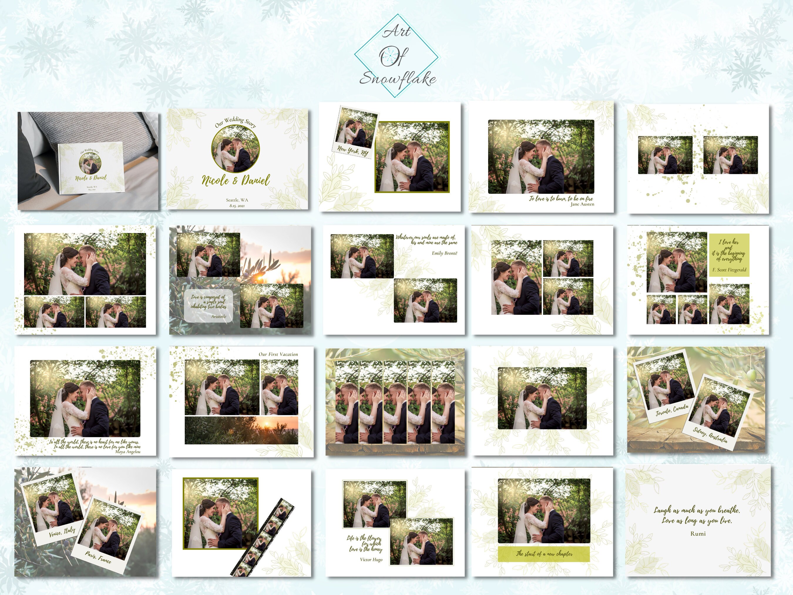 Printable Photo Album Canva Template Minimal & Elegant Olive Green ...