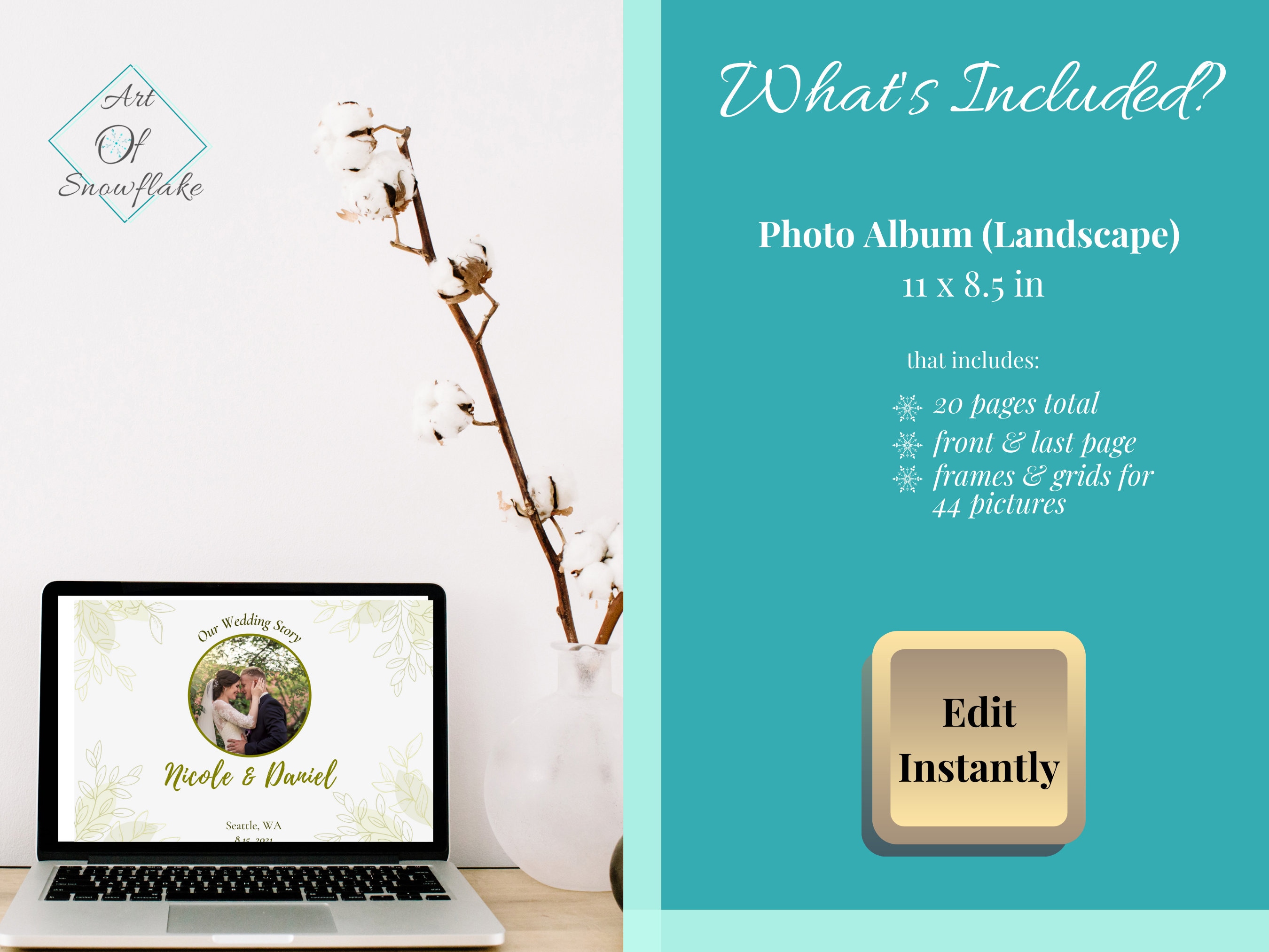Printable Photo Album Canva Template Minimal & Elegant Olive Green ...