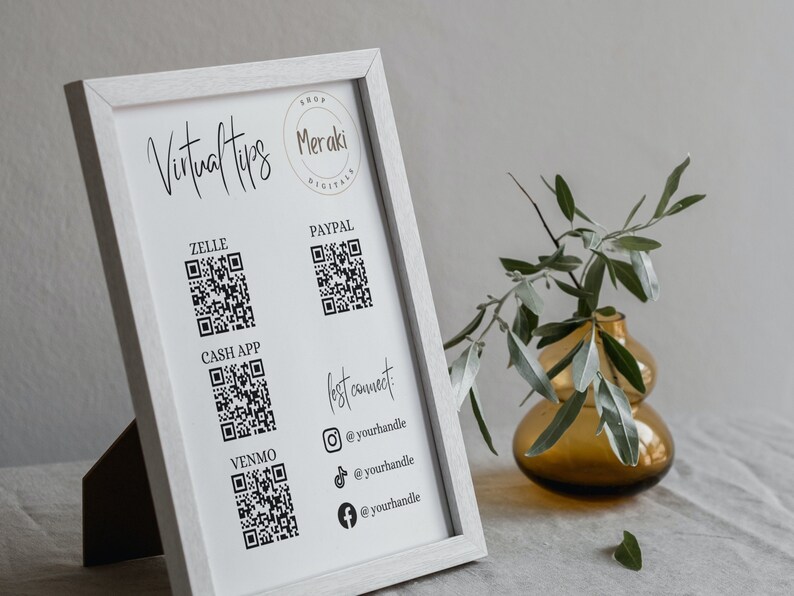 Printable Virtual Tip Jar Venmo Payment Sign, QR Code Sign Template ...