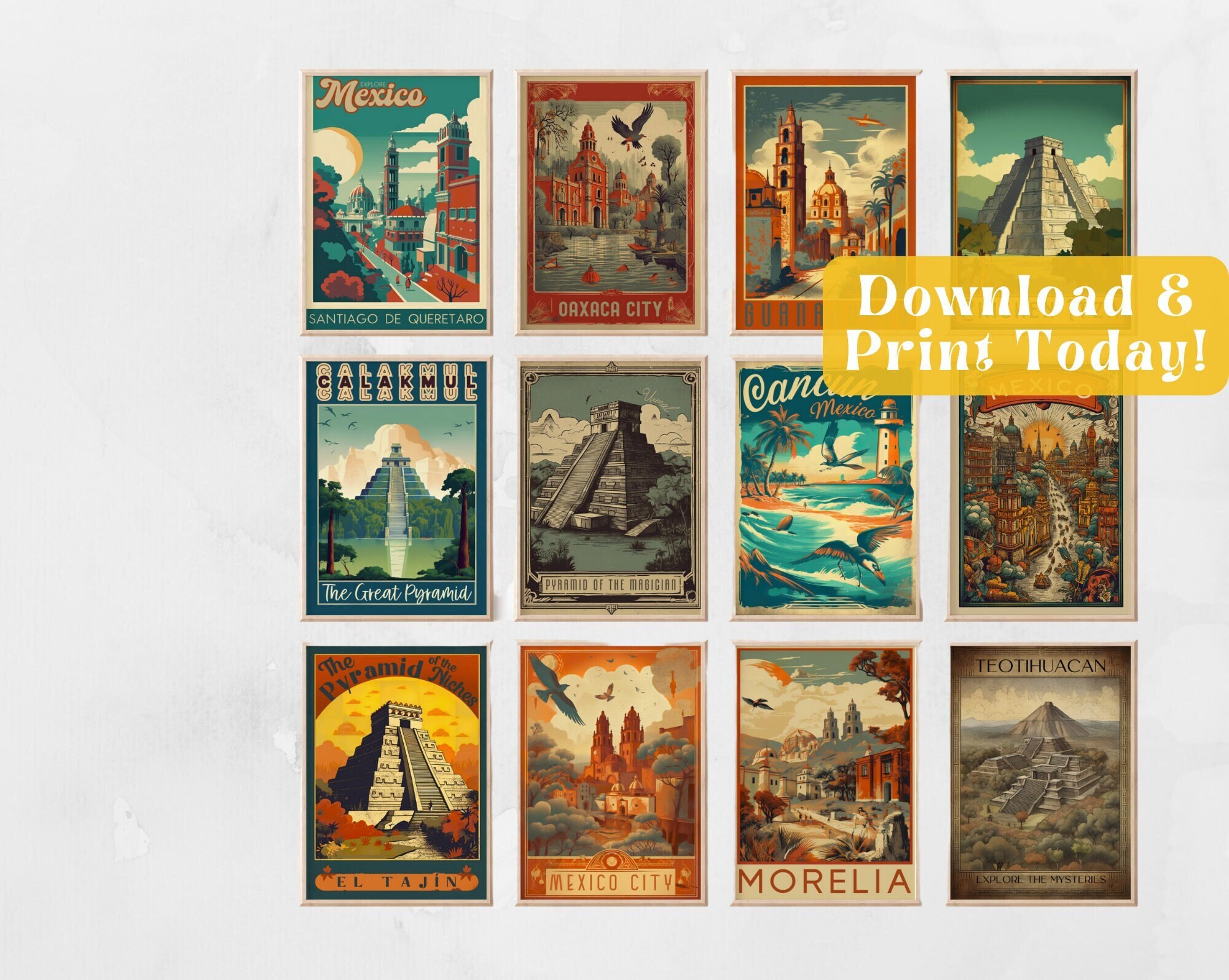 Mexico Travel Poster Mexico City Poster Mexico Poster Oaxaca Prints ...