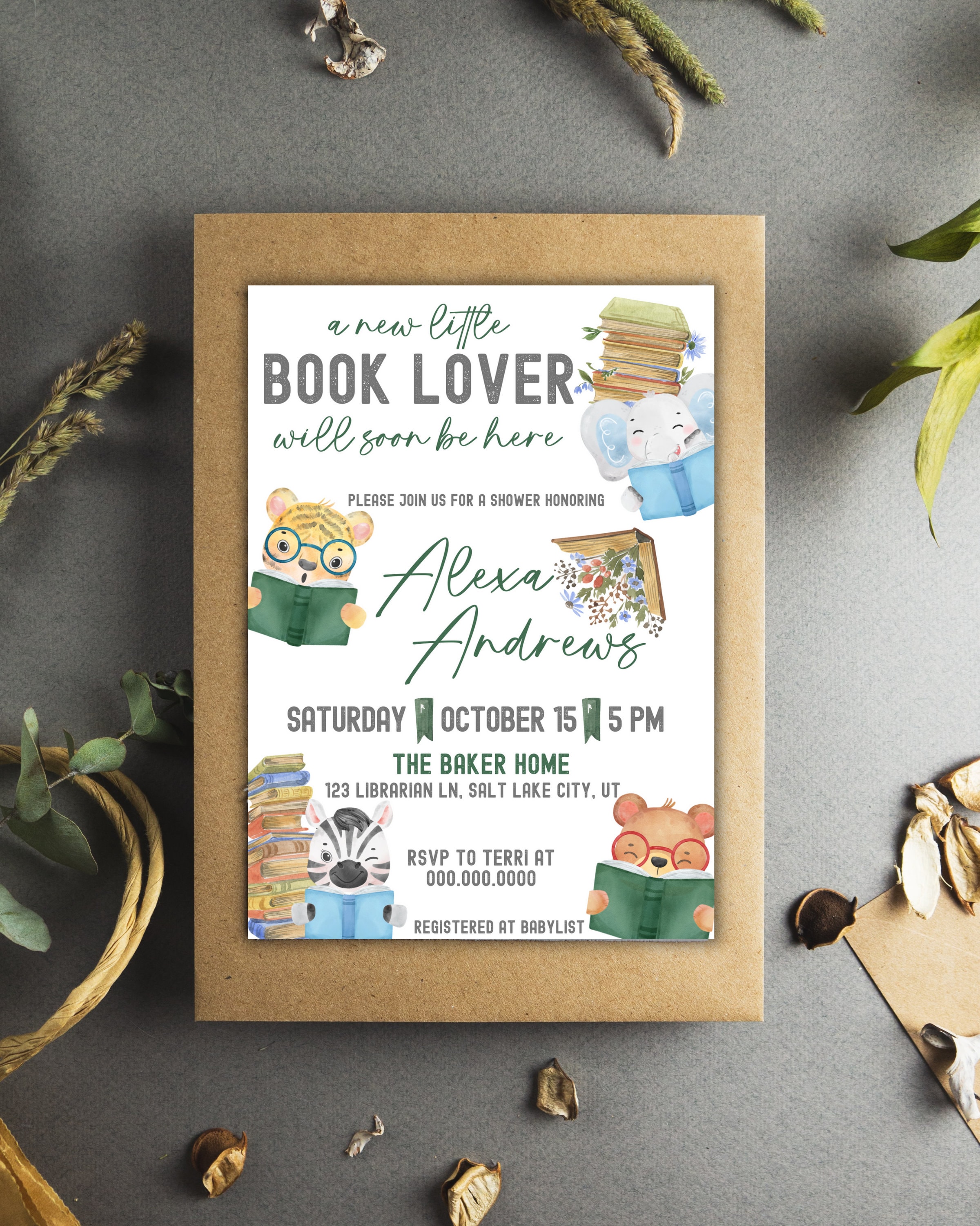 Book Themed Baby Shower Invitation Bundle, Editable Baby Shower Invite ...