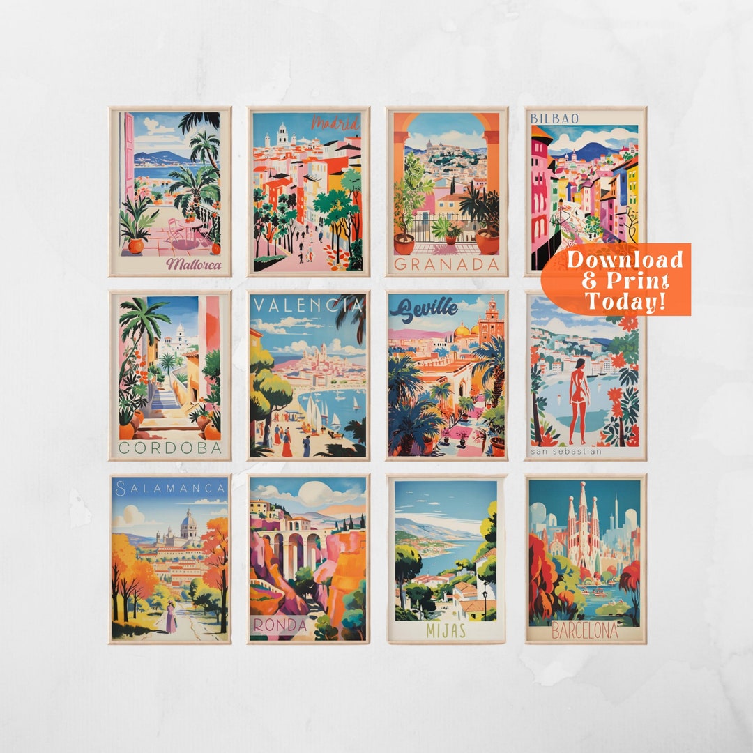 Vintage Spain Travel Posters Spain Art Barcelona Poster Madrid Poster ...