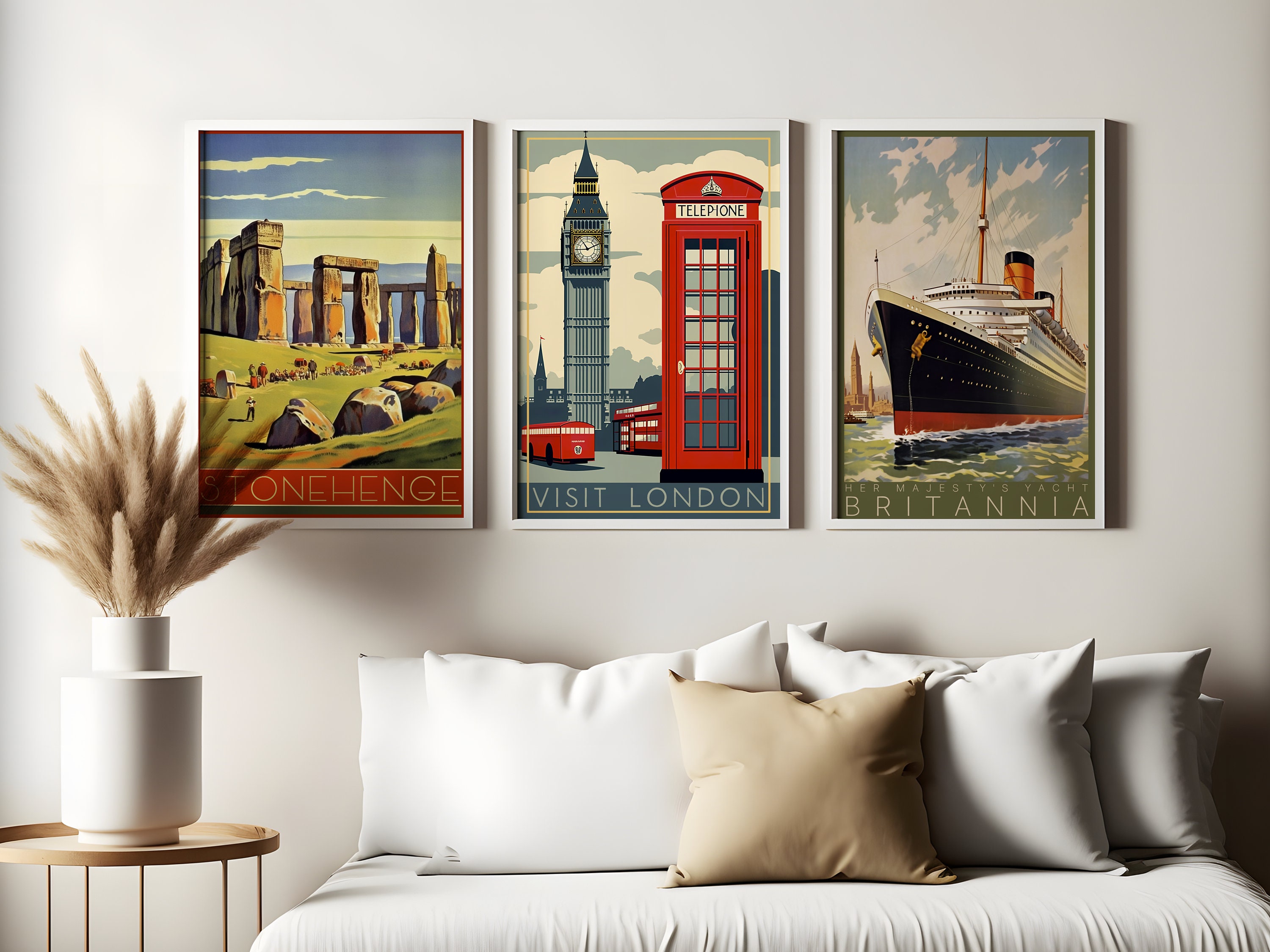 Vintage Travel Posters, Great Britain Art, Set of 12 Digital Prints ...