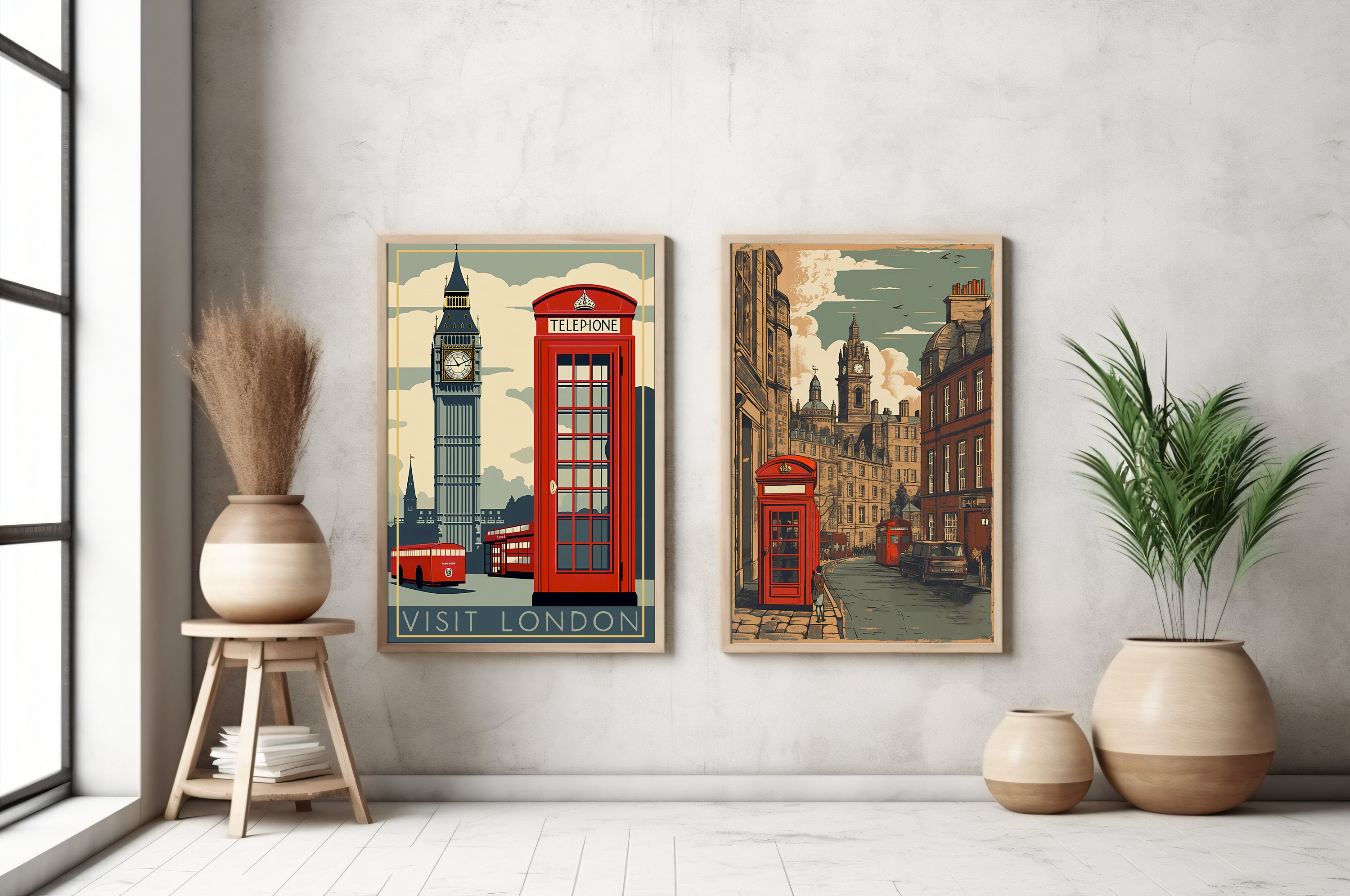 Vintage Travel Posters, Great Britain Art, Set of 12 Digital Prints ...