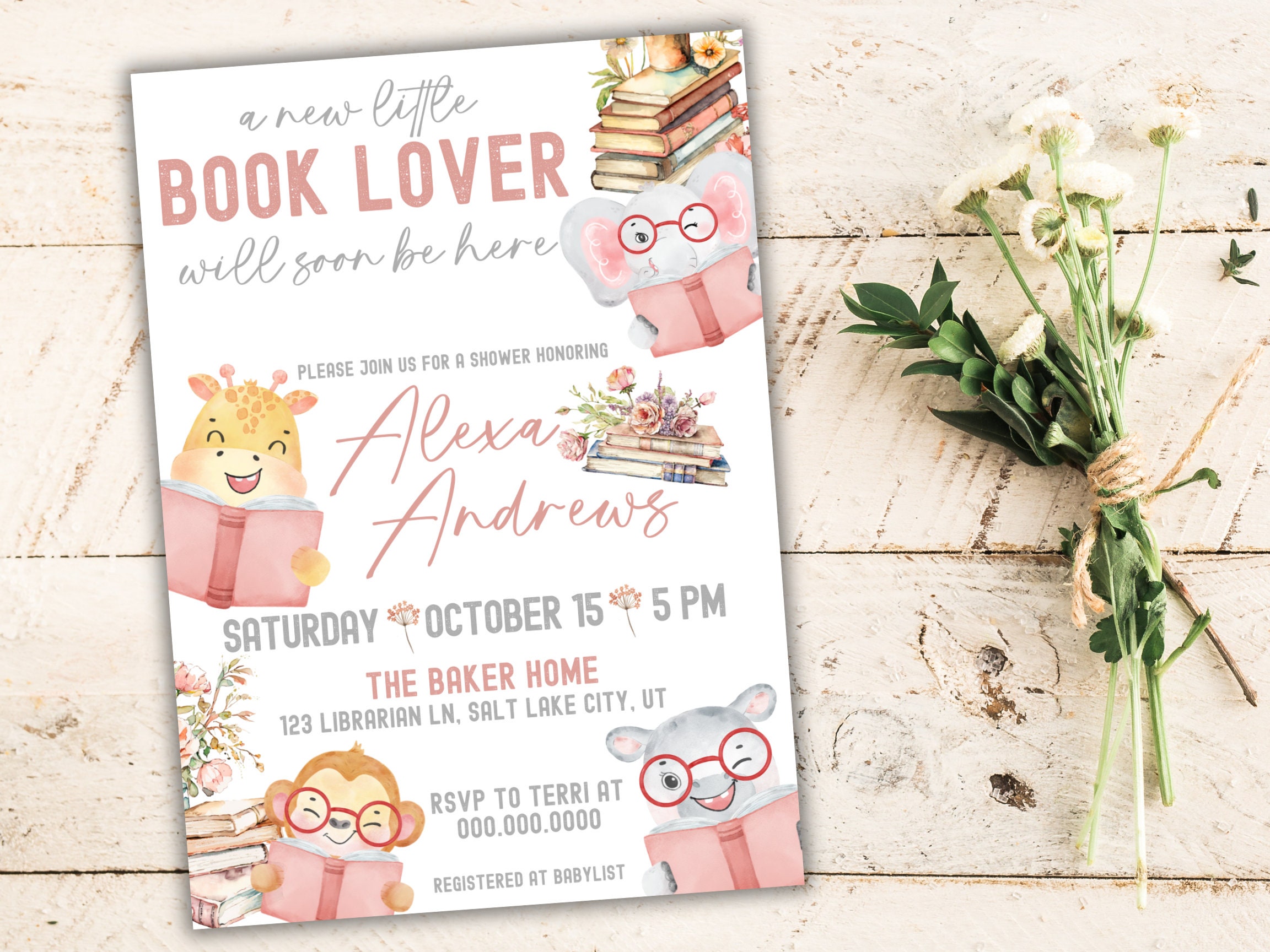 Book Themed Baby Shower Invitation Bundle, Editable Baby Shower Invite ...