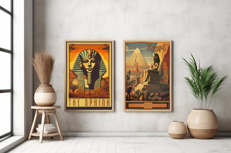 Vintage Travel Posters, Egyptian Art, Africa Wall Art, Set of 12 ...