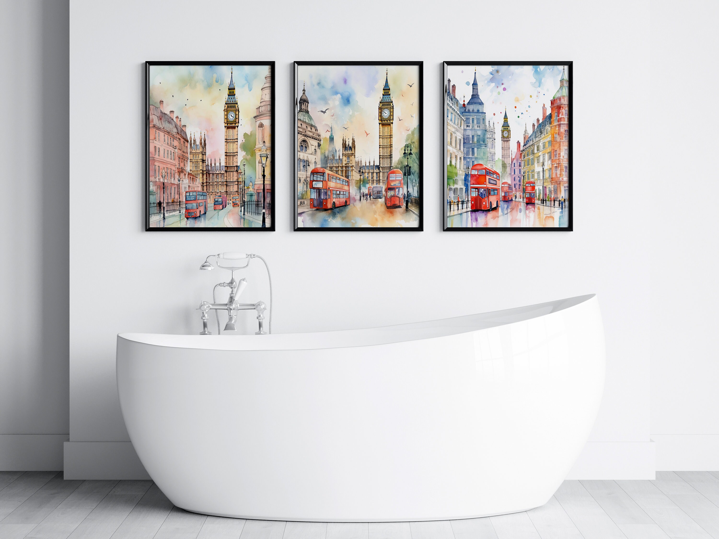 London Prints, Set of 8 Watercolor Digital Prints, England Art, Travel ...