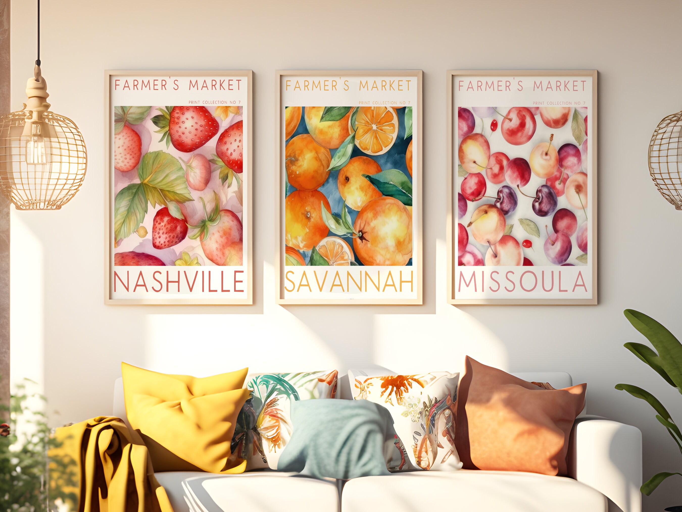 Farmer's Market Set of 8 Prints, Vintage Posters, Farmhouse Décor ...
