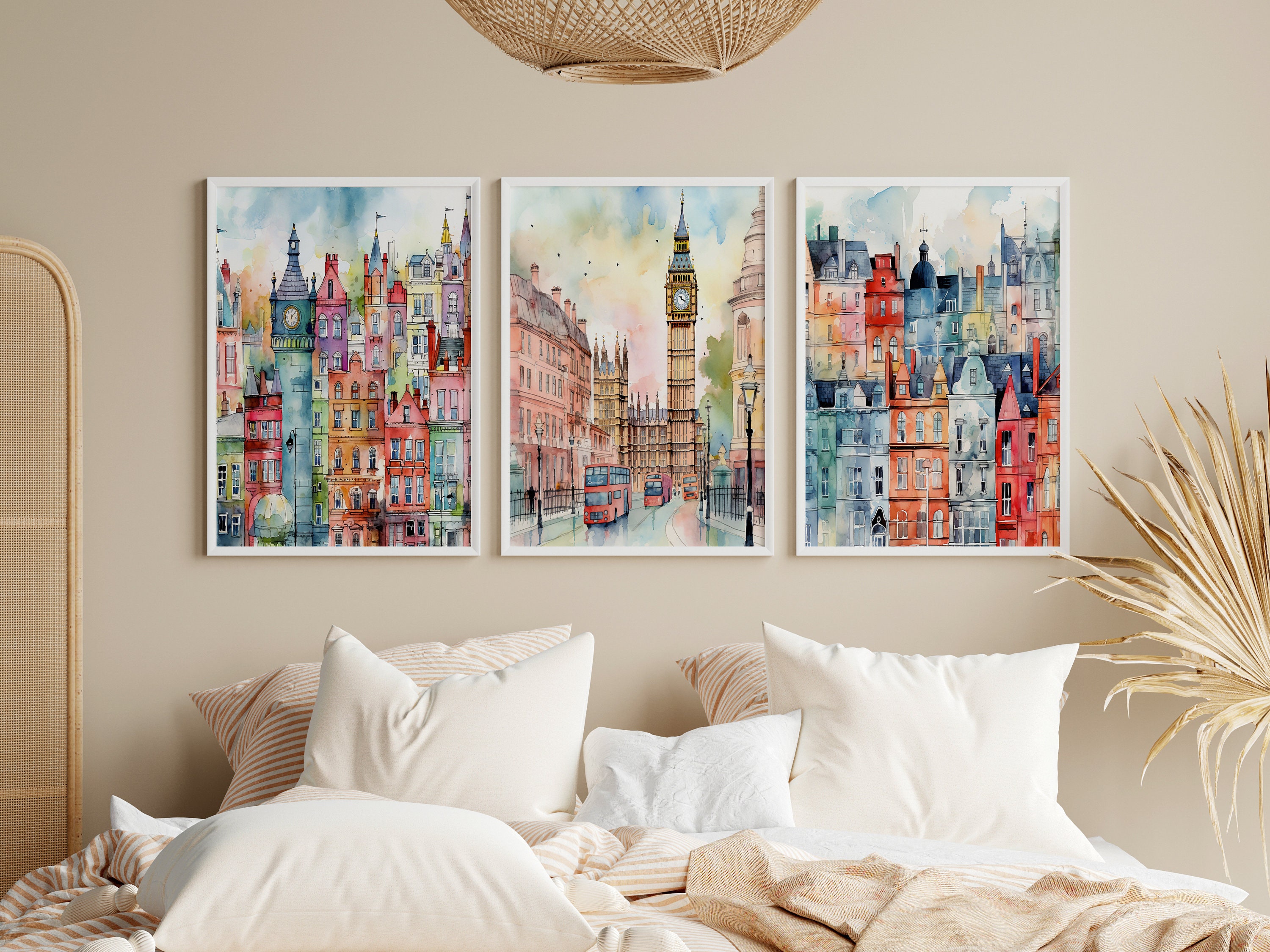 London Prints, Set of 8 Watercolor Digital Prints, England Art, Travel ...