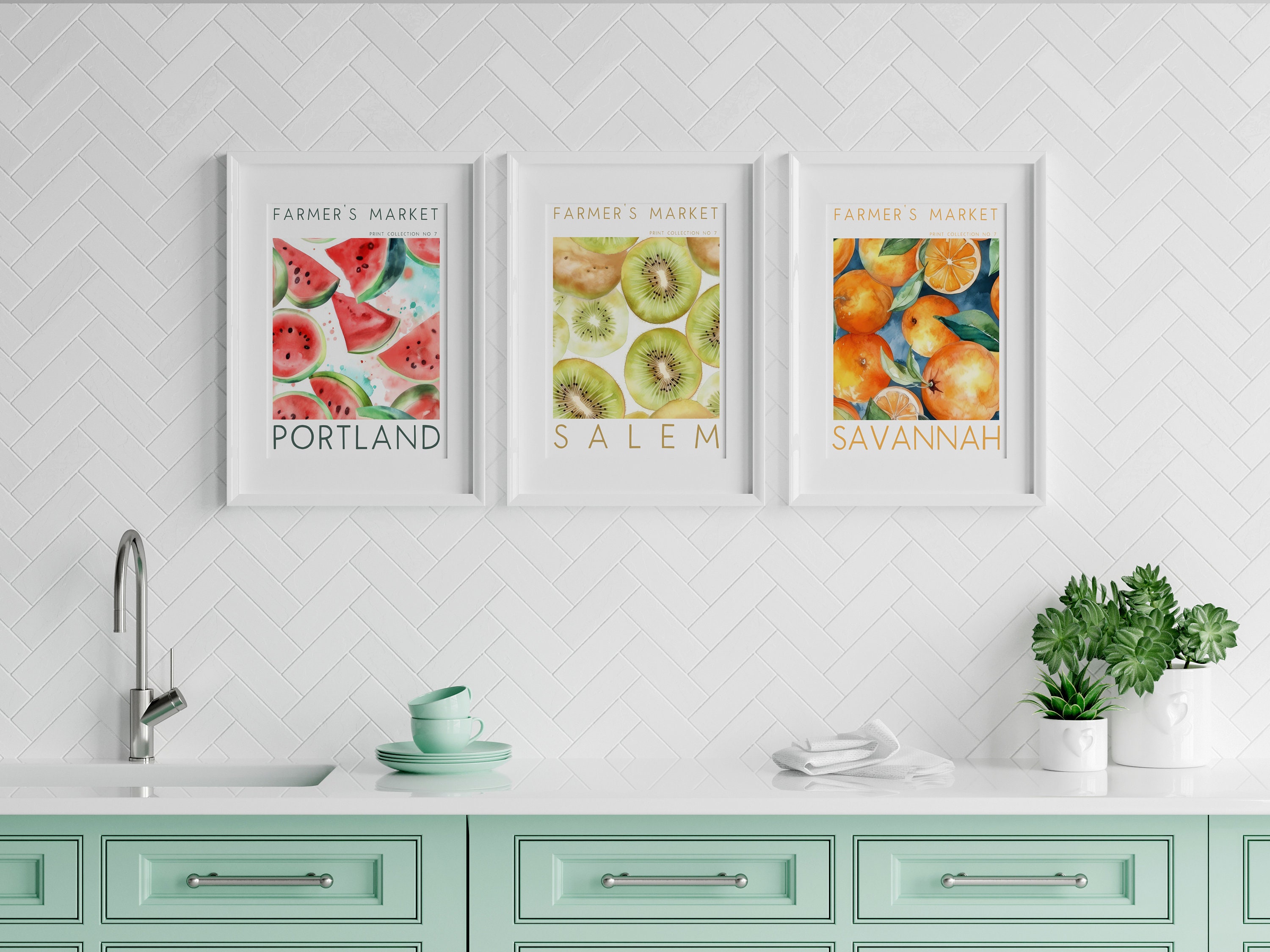 Farmer's Market Set of 8 Prints, Vintage Posters, Farmhouse Décor ...