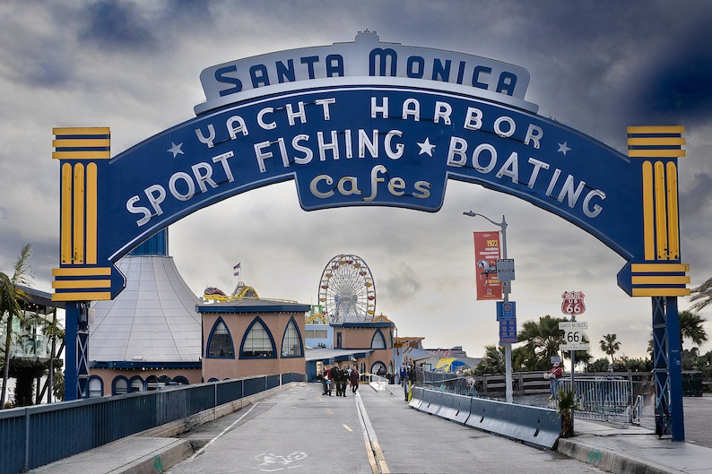 Santa Monica Pier Arch Print: Cityscape Photo, Route 66 Sign - Etsy